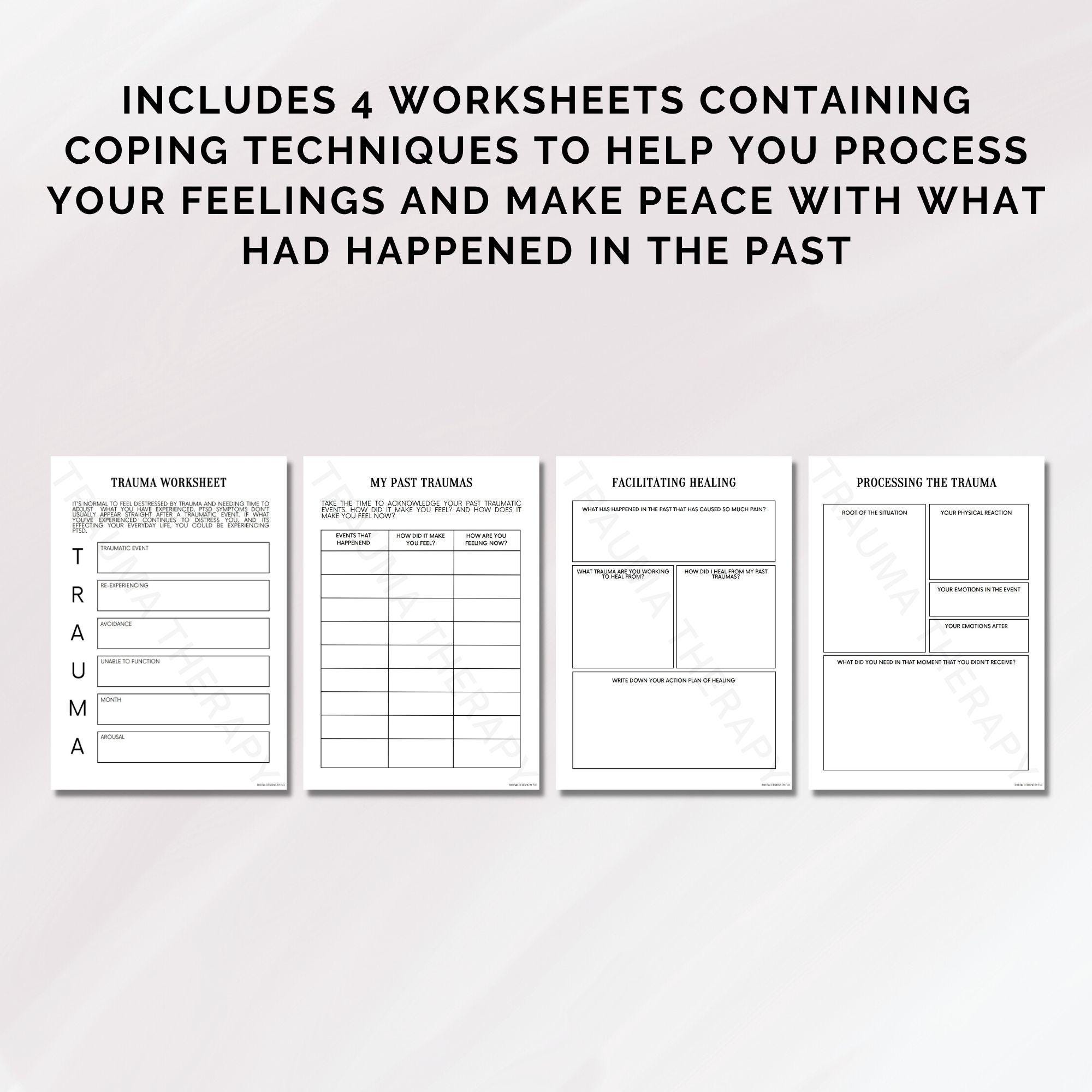 Trauma Therapy Worksheets, Trauma Workbook, Trauma Therapy, Trauma ...