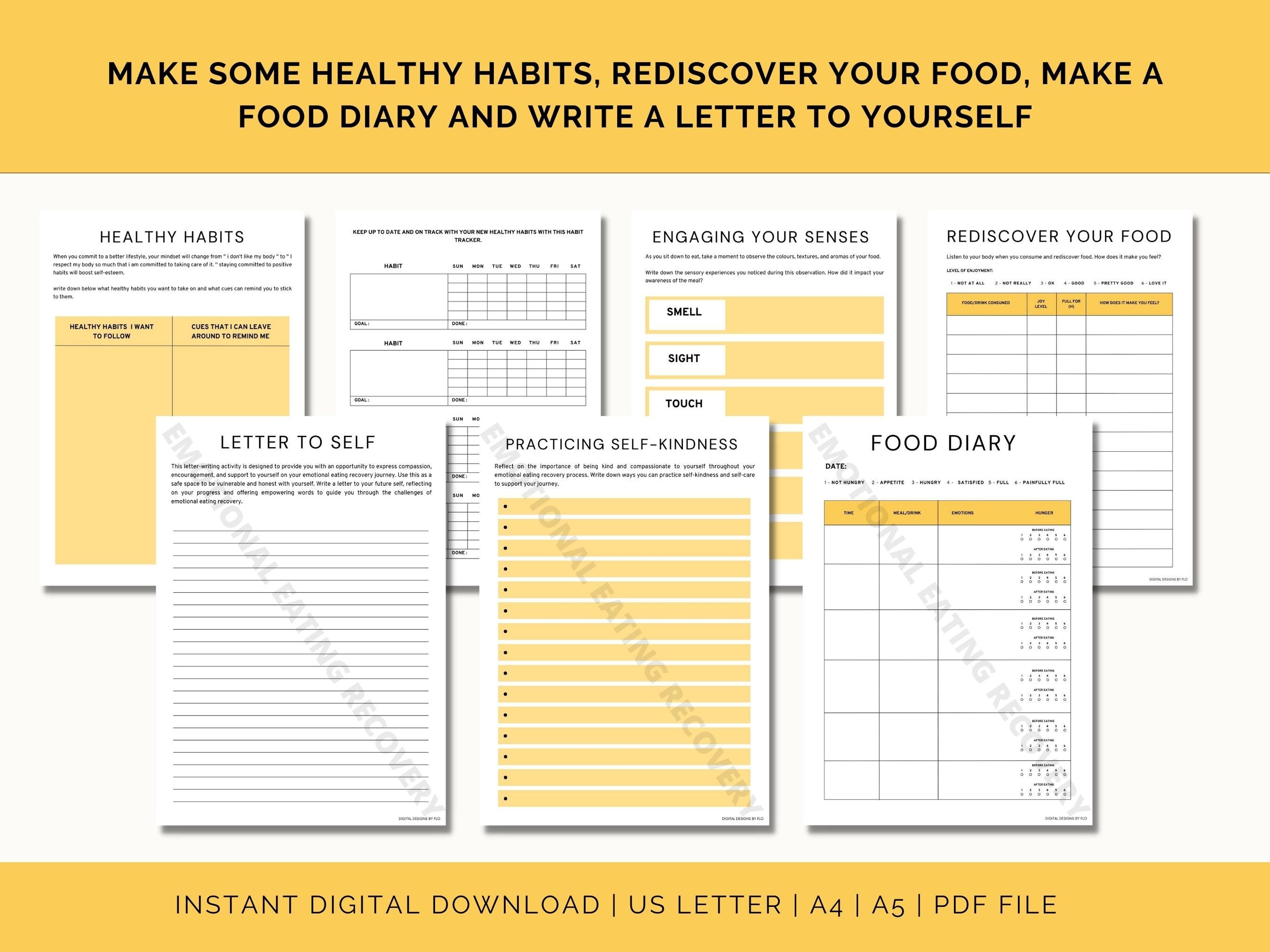 Emotional Eating Recovery Journal, Emotional Eat Tracker, Processing ...
