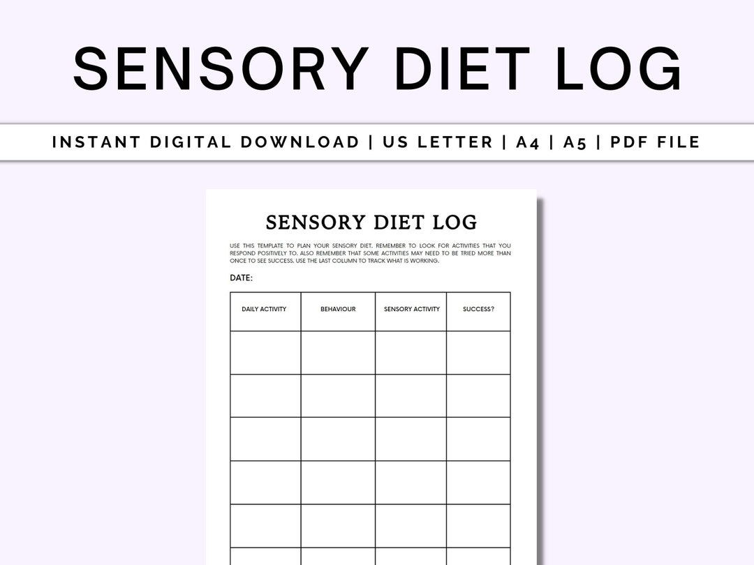 Sensory Diet Planner for Autism, ADHD, Sensory Processing Disorder ...