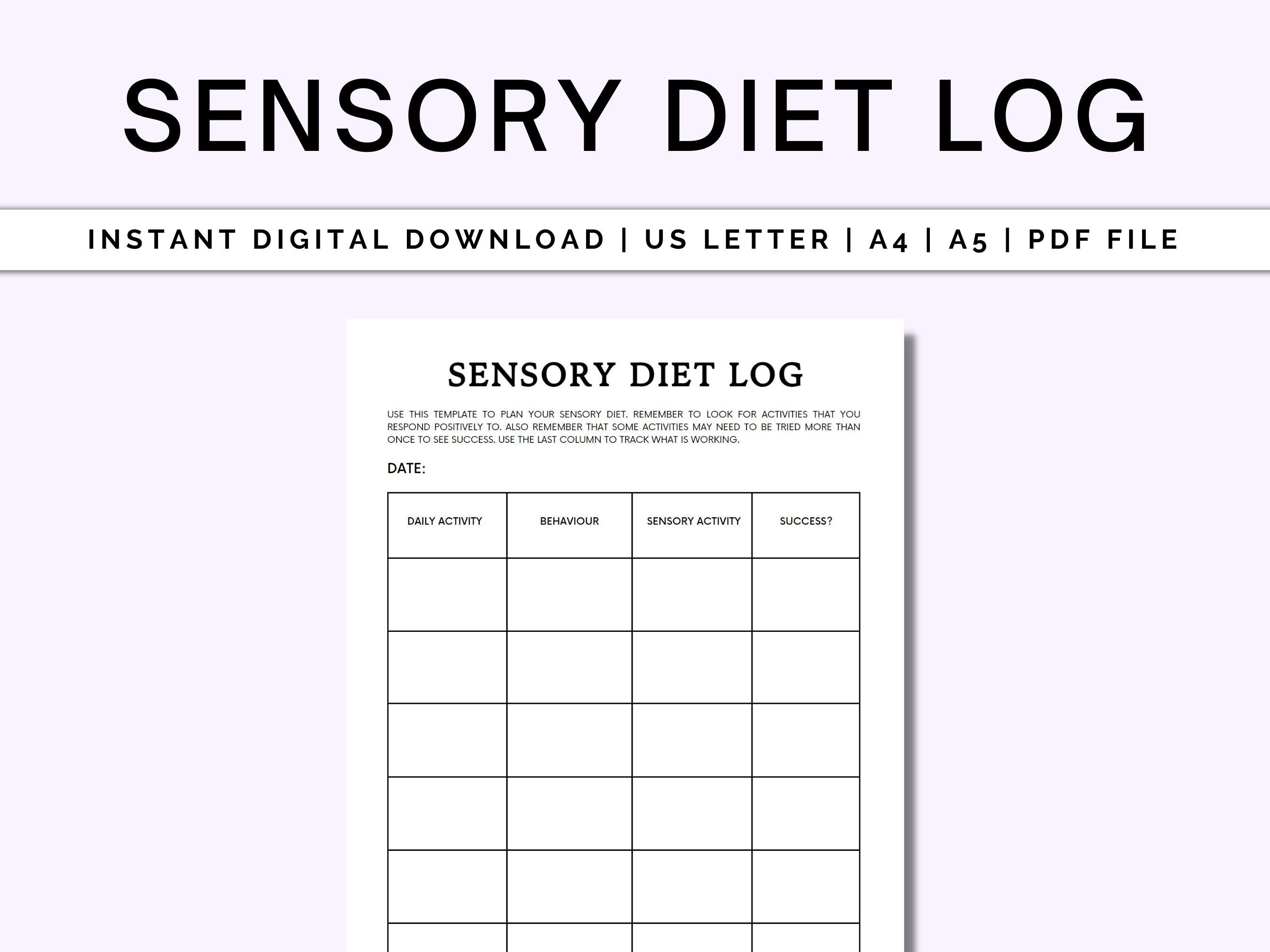 Sensory Diet Planner for Autism, ADHD, Sensory Processing Disorder ...