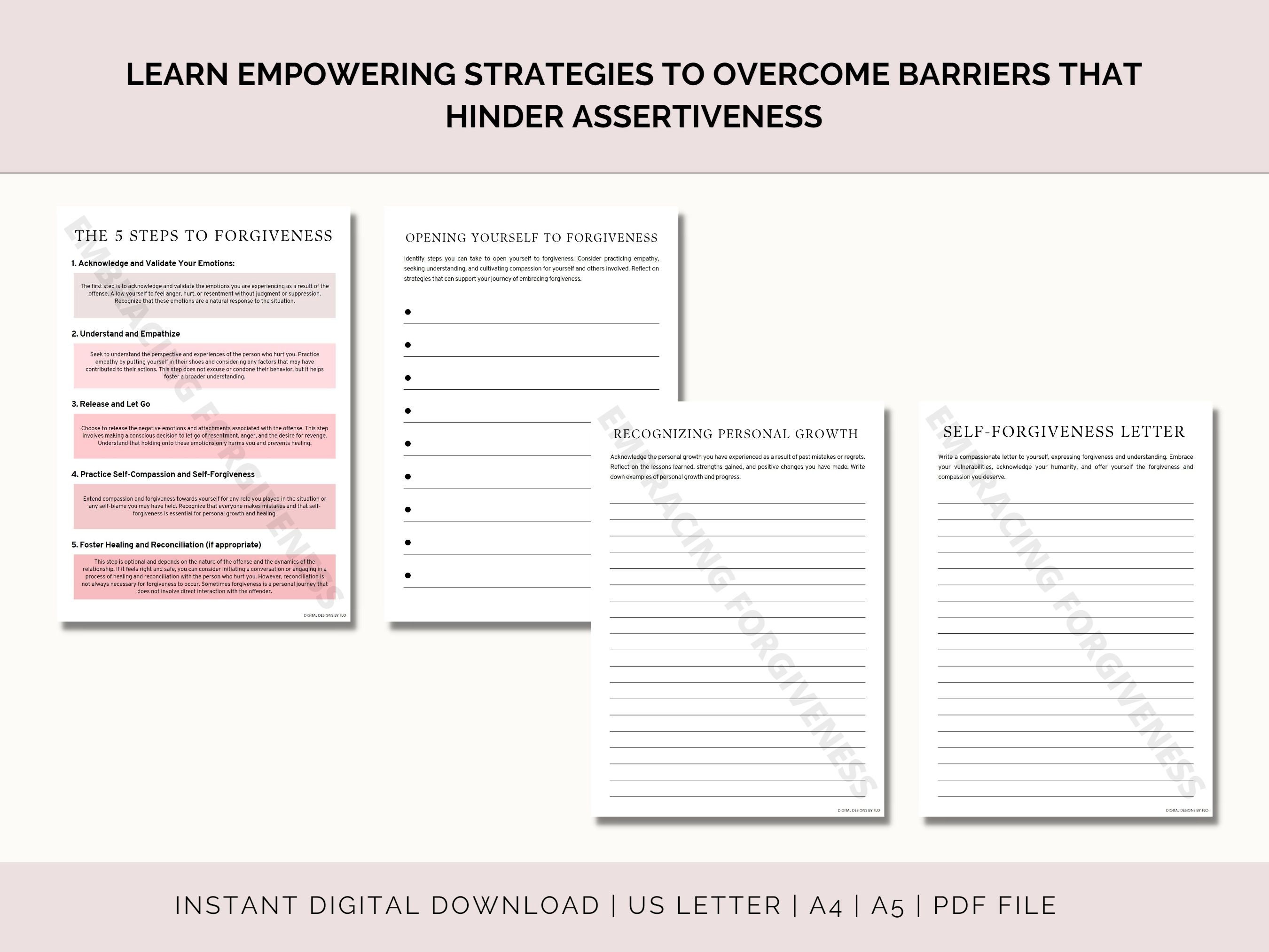 Forgiveness Workbook Printable, Forgiveness Worksheet, Forgiveness ...