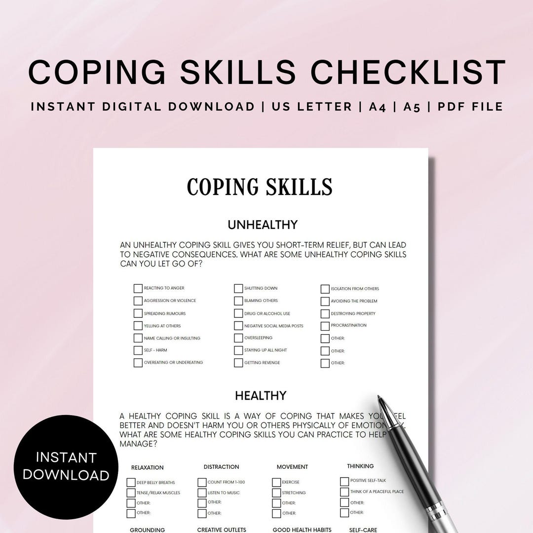 Coping Skills Checklist for Managing Stress and Anxiety, Therapy ...