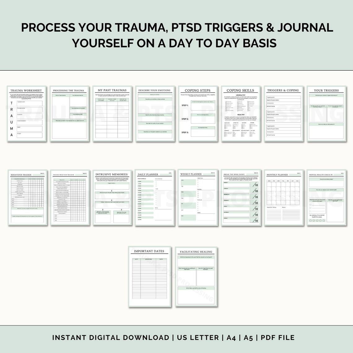 PTSD Workbook, Trauma Workbook, Trauma Therapy, Trauma Journal, PTSD ...
