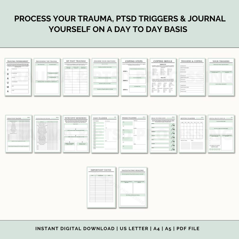 PTSD Workbook, Trauma Workbook, Trauma Therapy, Trauma Journal, PTSD ...
