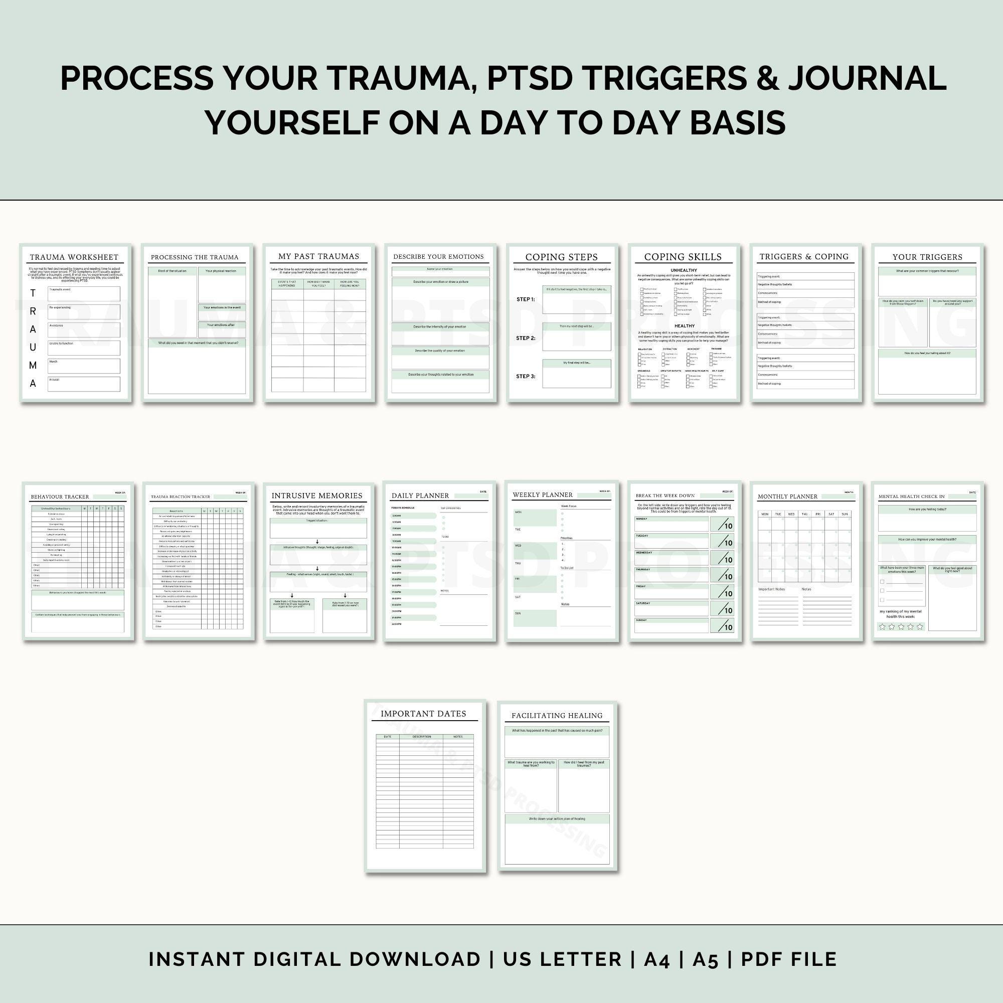 PTSD Workbook, Trauma Workbook, Trauma Therapy, Trauma Journal, PTSD ...