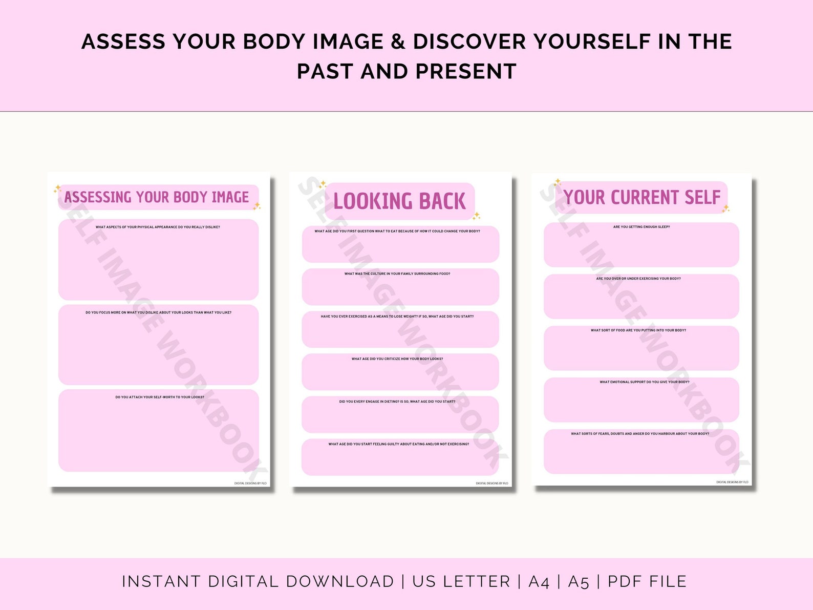 Body Image Worksheet, Body Positivity Workbook, Therapy Worksheet, Self ...