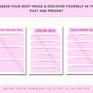 Body Image Worksheet, Body Positivity Workbook, Therapy Worksheet, Self ...
