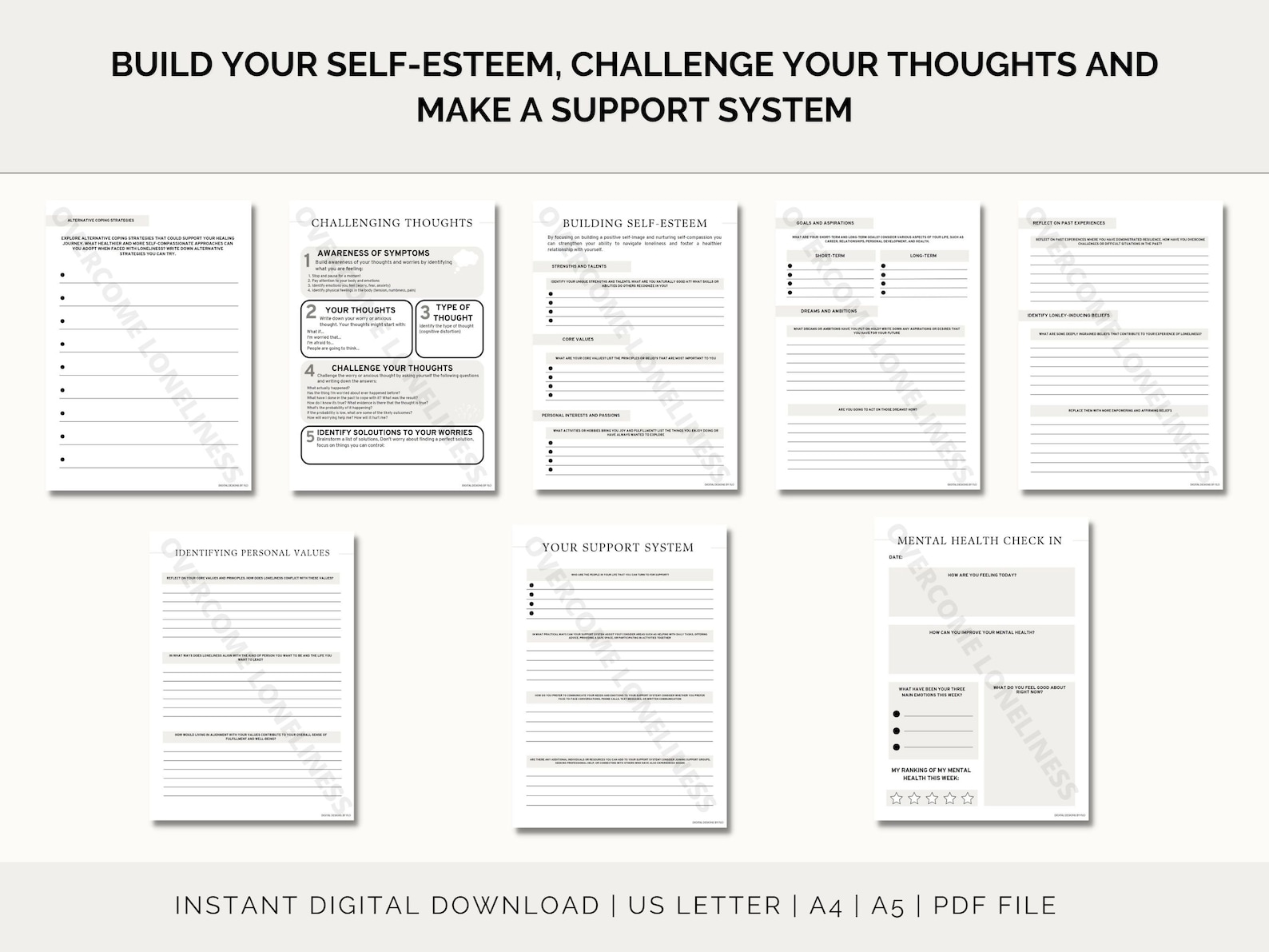 Overcome Loneliness Workbook Printable, Dealing With Loneliness, People ...