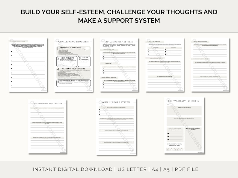 Overcome Loneliness Workbook Printable, Dealing With Loneliness, People ...