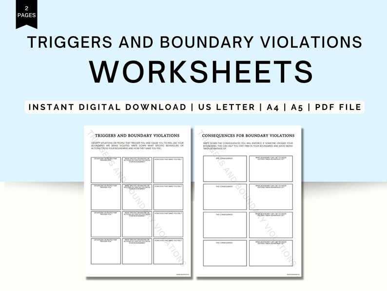Triggers and Boundary Violations Worksheet, Setting Boundaries ...
