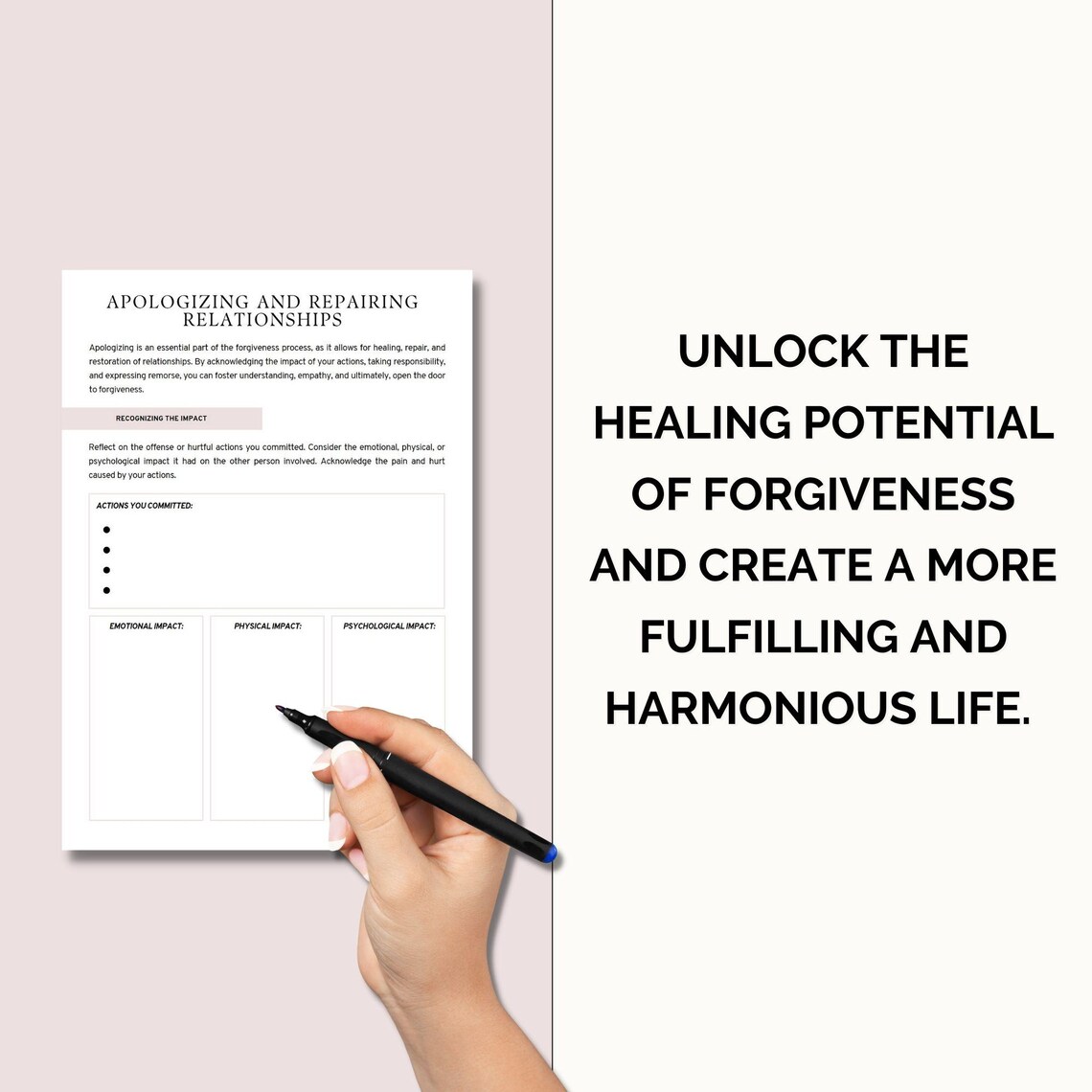 Forgiveness Workbook Printable, Forgiveness Worksheet, Forgiveness ...