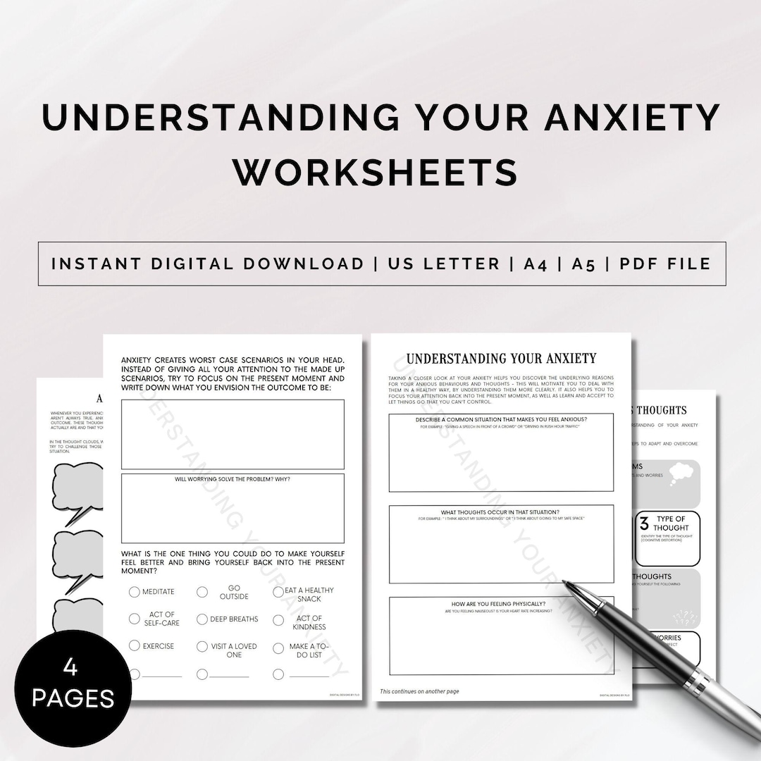 Anxiety Worksheets, Anxiety Relief, Anxiety Journal, Therapy Journal ...
