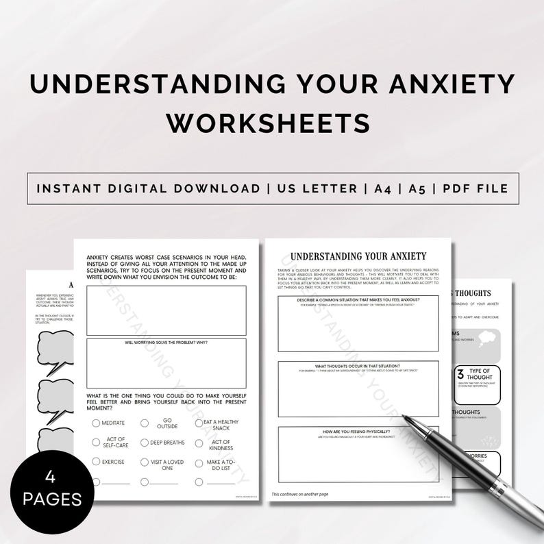 Anxiety Worksheets, Anxiety Relief, Anxiety Journal, Therapy Journal ...
