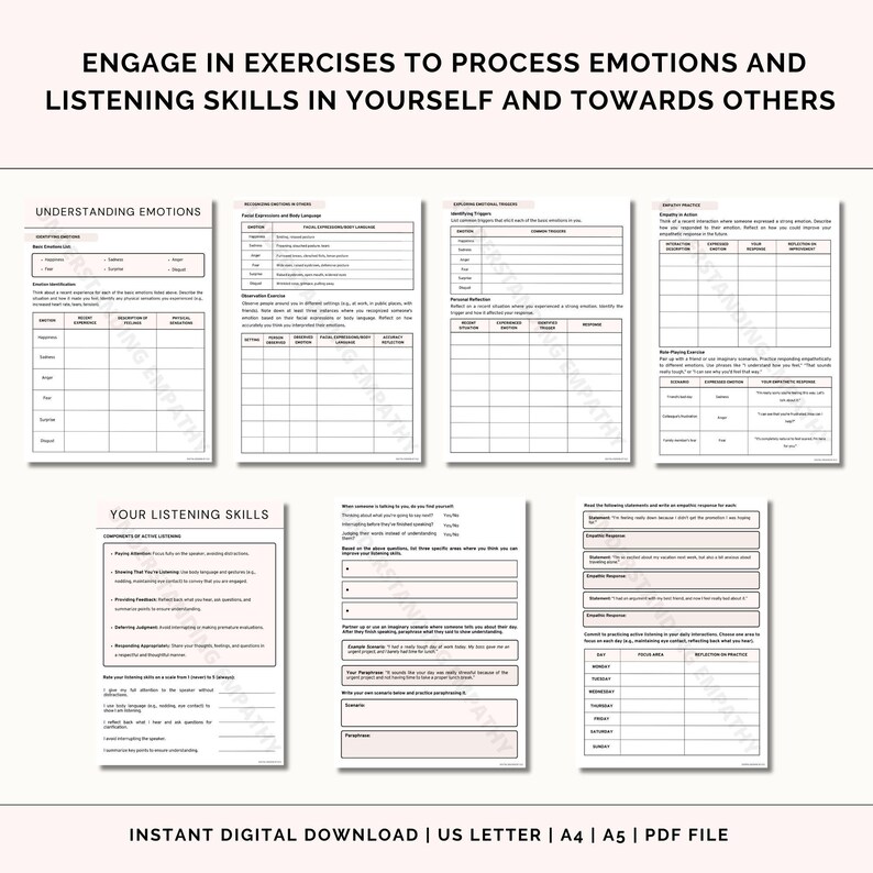 Empathy Activity Workbook, Relationship Building, Empathy Skills ...