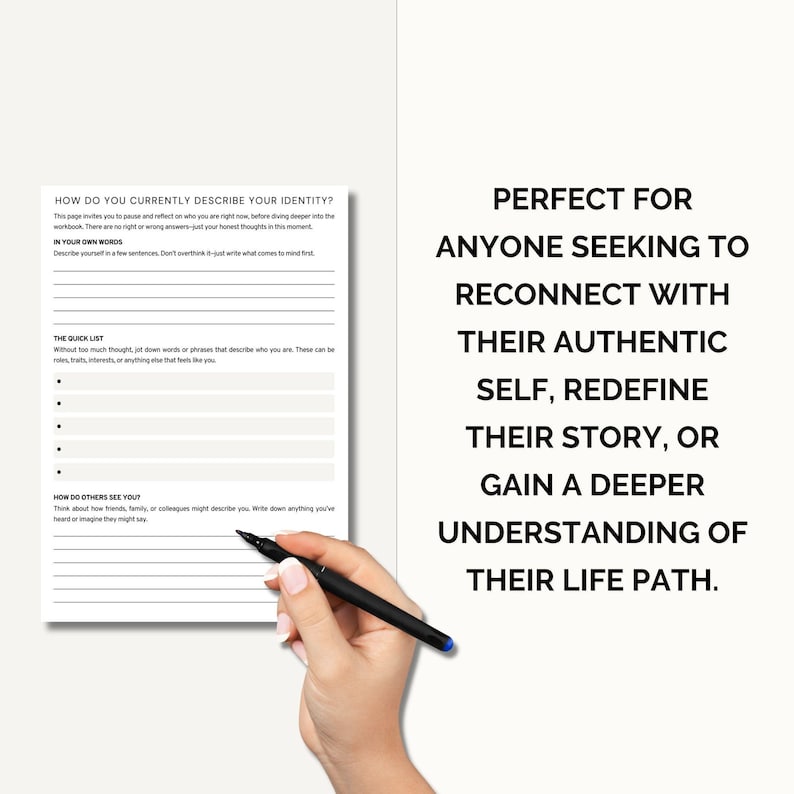 Self Discovery Journal, Identity Workbook, Growth, Self Awareness, Self ...