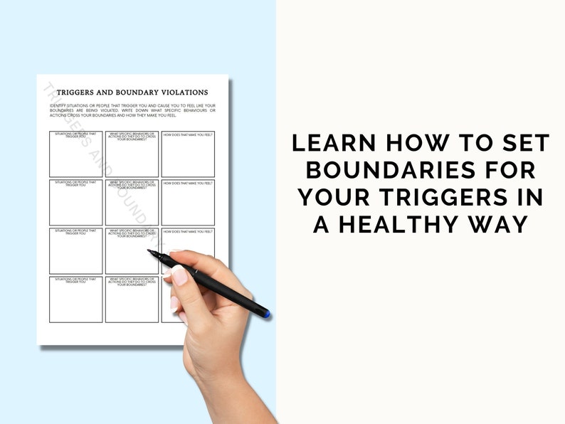 Triggers and Boundary Violations Worksheet, Setting Boundaries ...