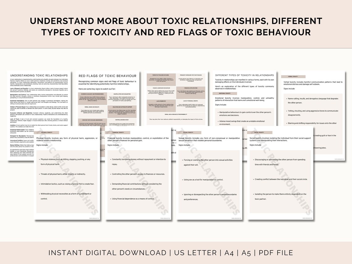 Toxic Relationship Workbook, Breakdown Worksheets, Relationship Therapy ...
