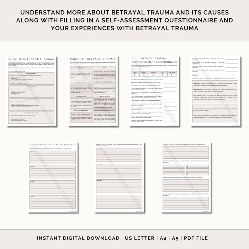 Betrayal Trauma Workbook Printable, Trauma Healing Journal, Therapy ...