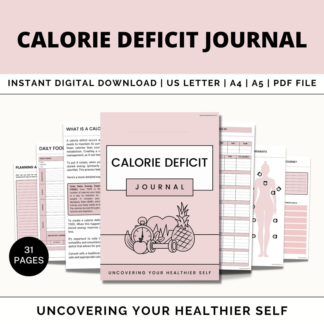 Calorie Deficit Journal Printable, Fitness Planner, Workout Planner ...