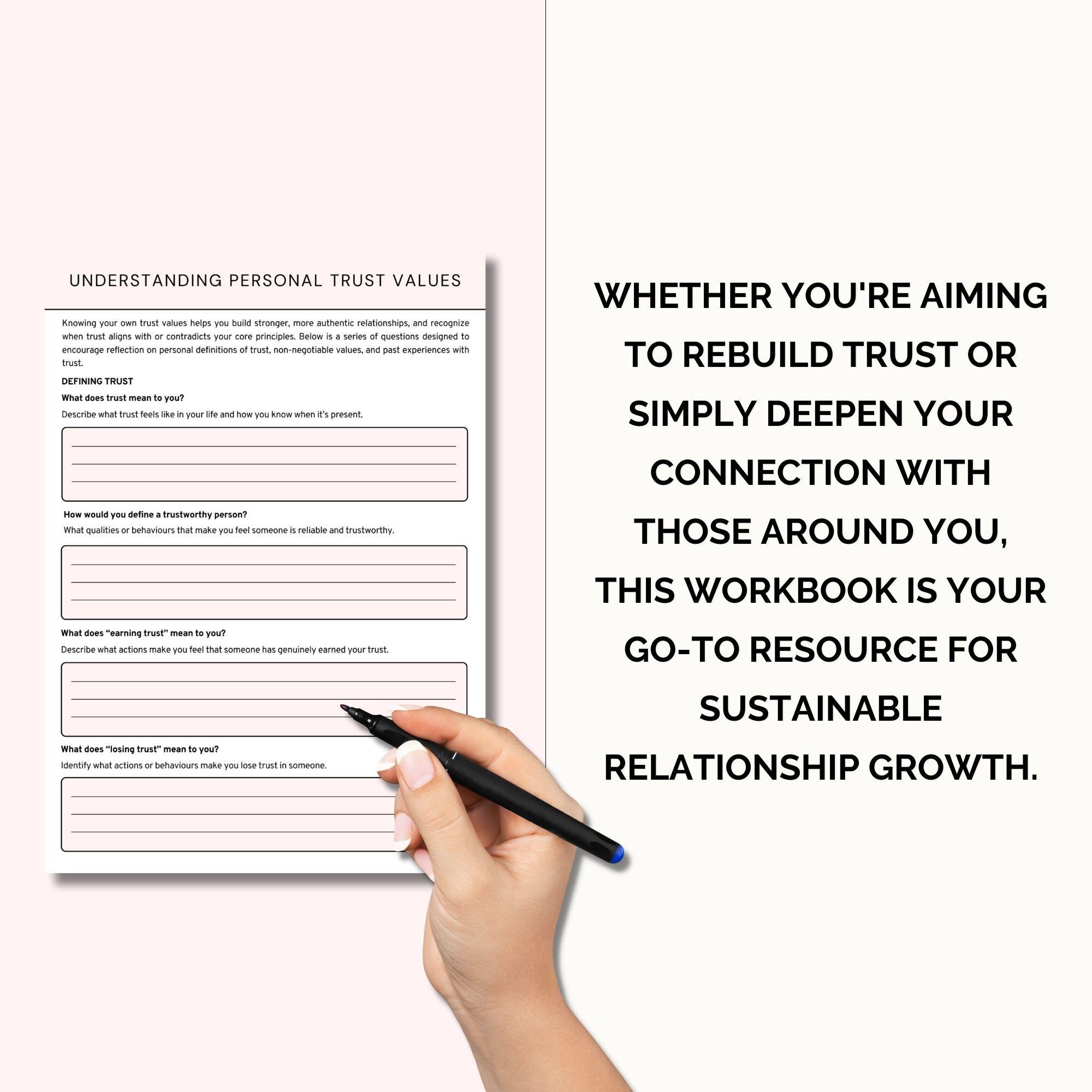 Building Trust Workbook, Relationship & Personal Growth Journal, Self ...