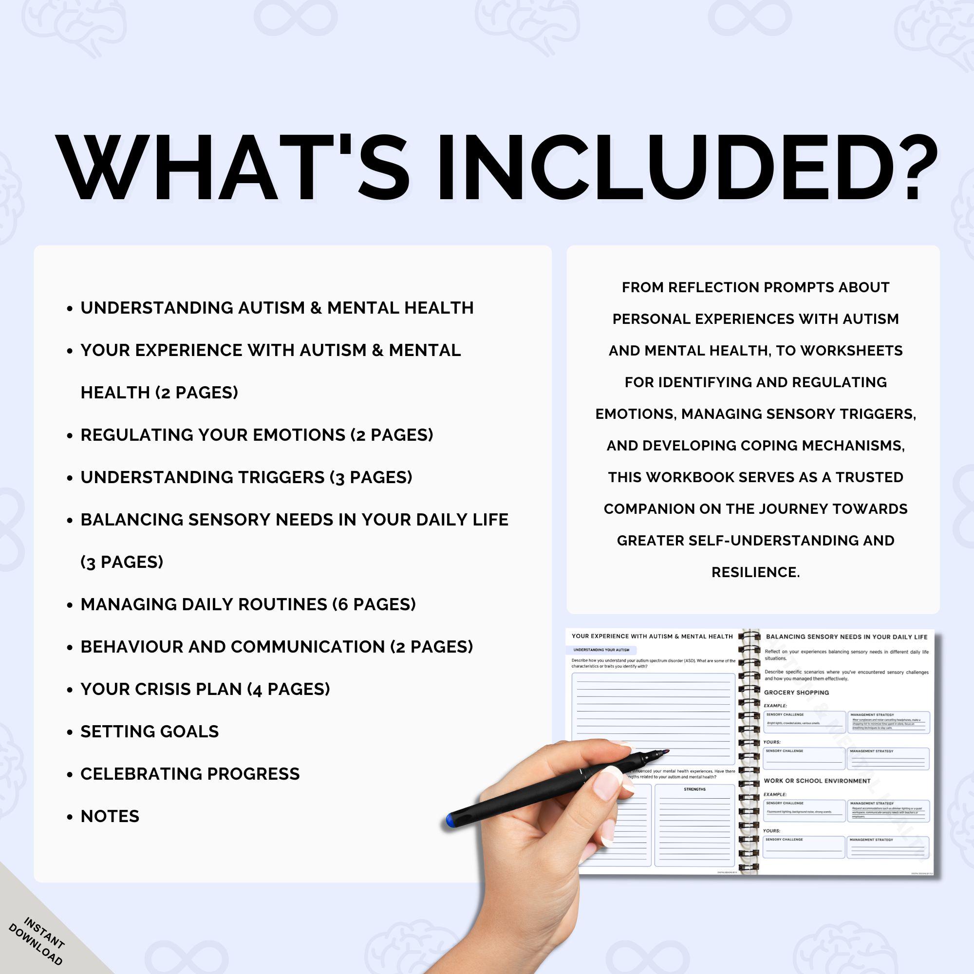 Workbook for Autism and Mental Health, Sensory Journal, Neurodivergent ...