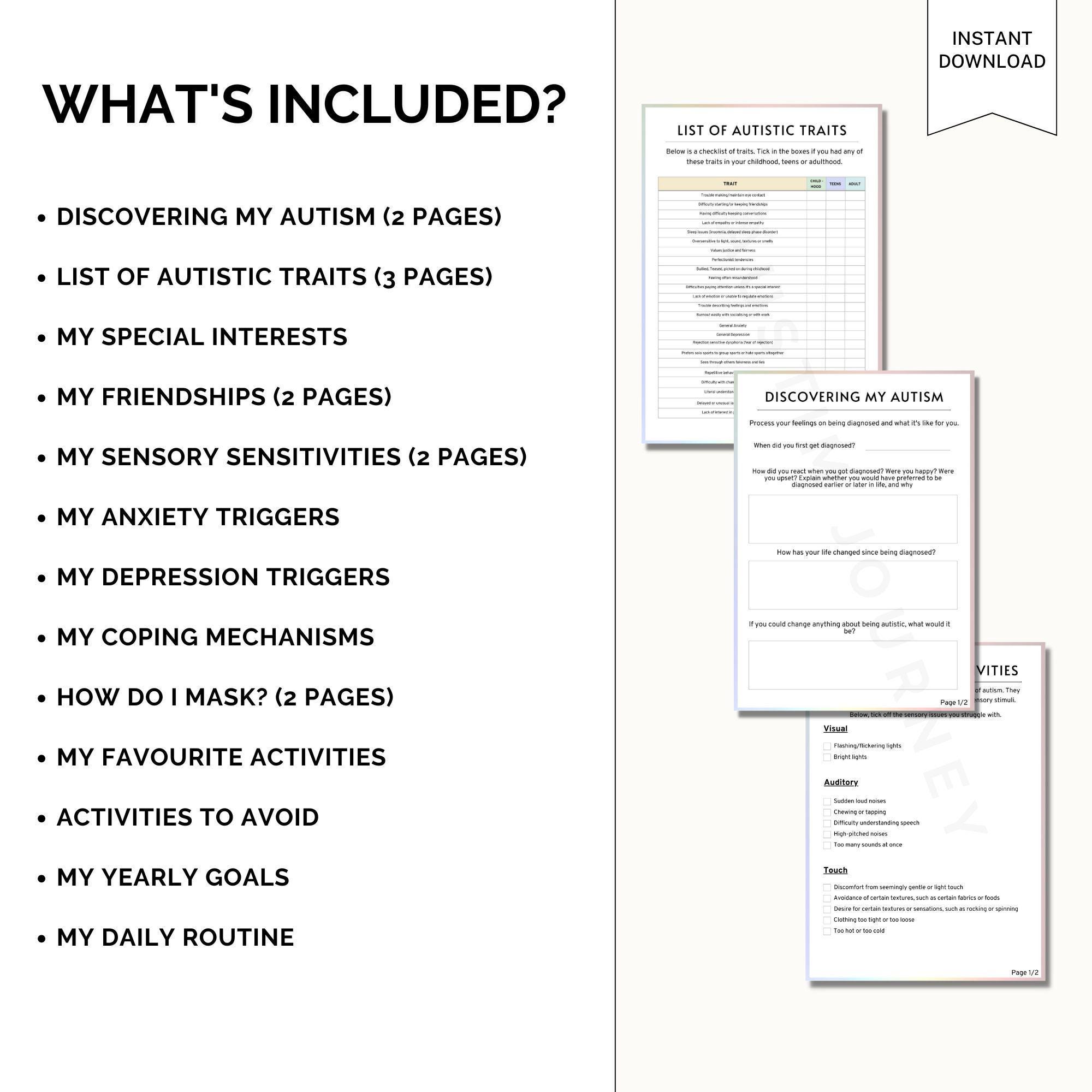 Workbook for Autism, Autism Worksheets, Autism Journal, Sensory Journal ...