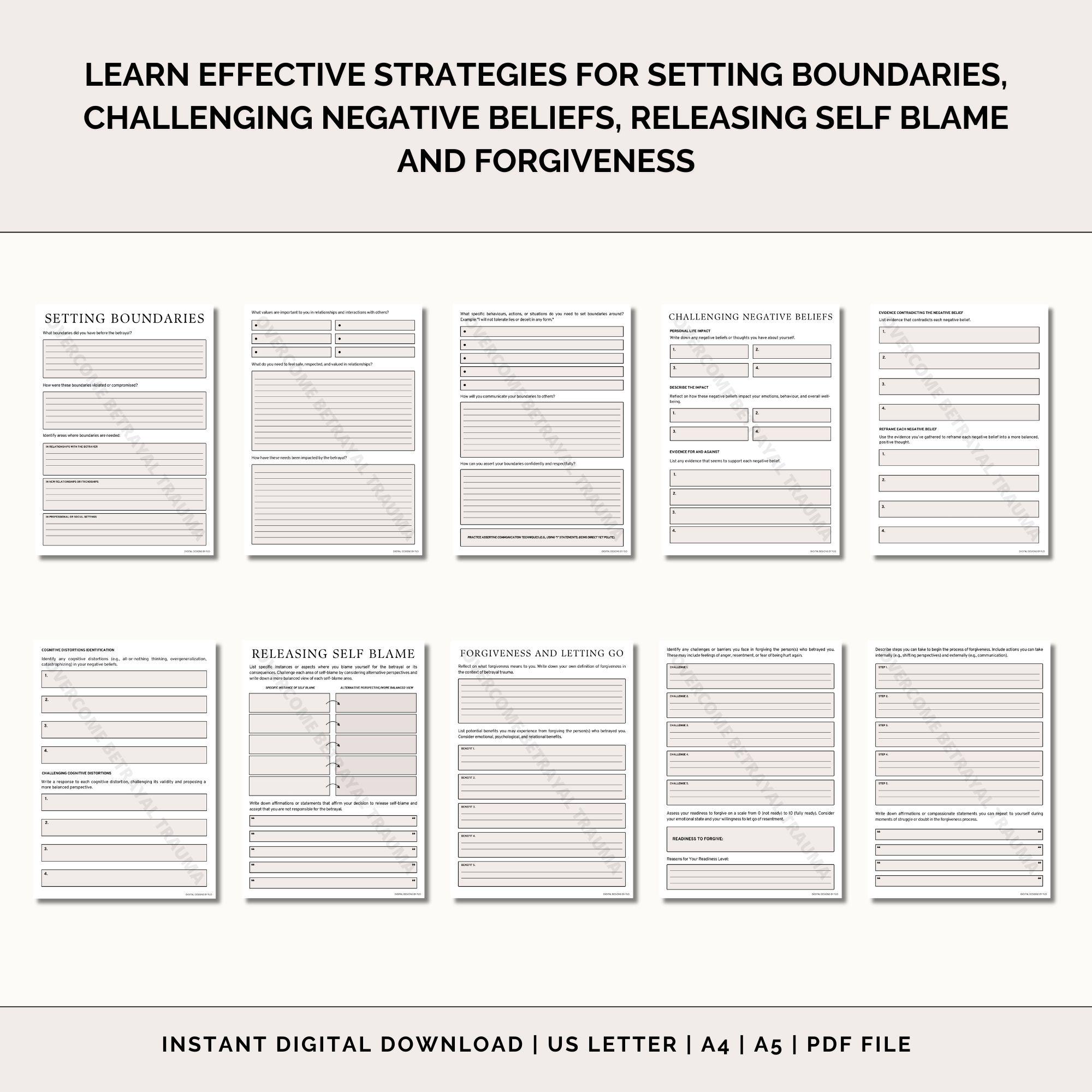 Betrayal Trauma Workbook Printable, Trauma Healing Journal, Therapy ...