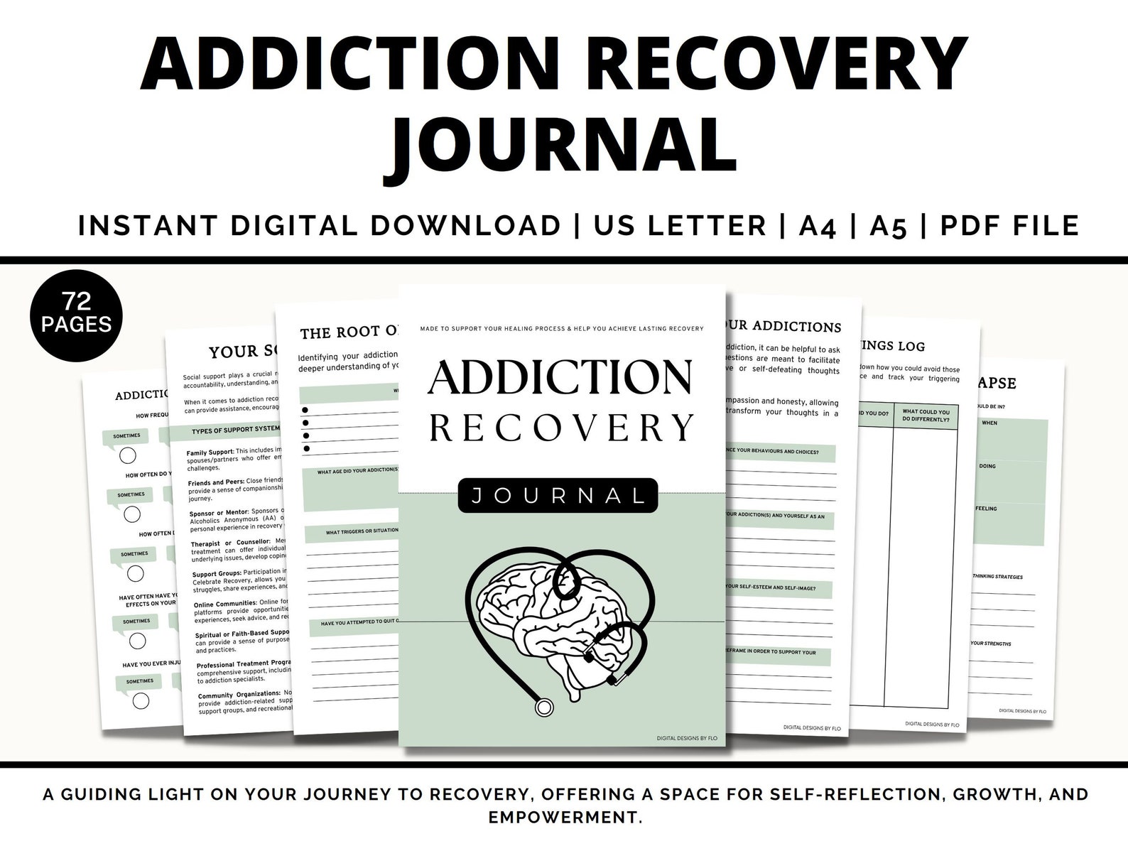 Addiction Recovery Worksheets Printable, Addiction Recovery Journal ...