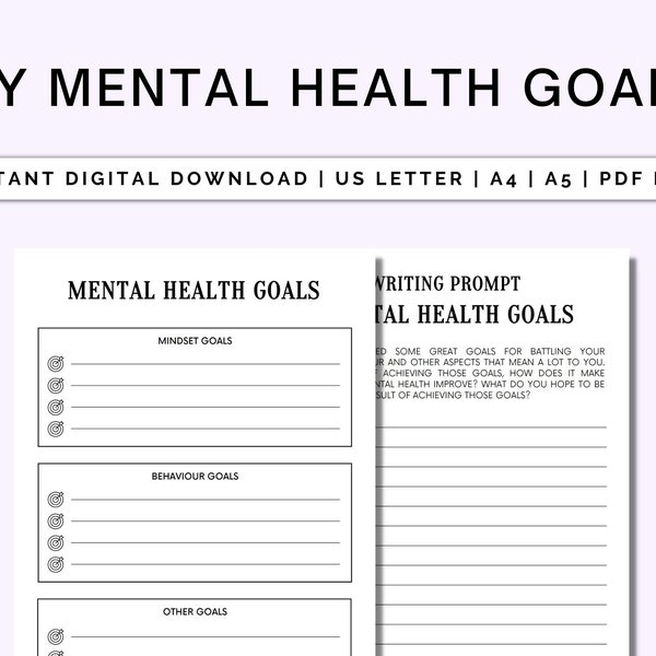 Health Goal Worksheet - Etsy