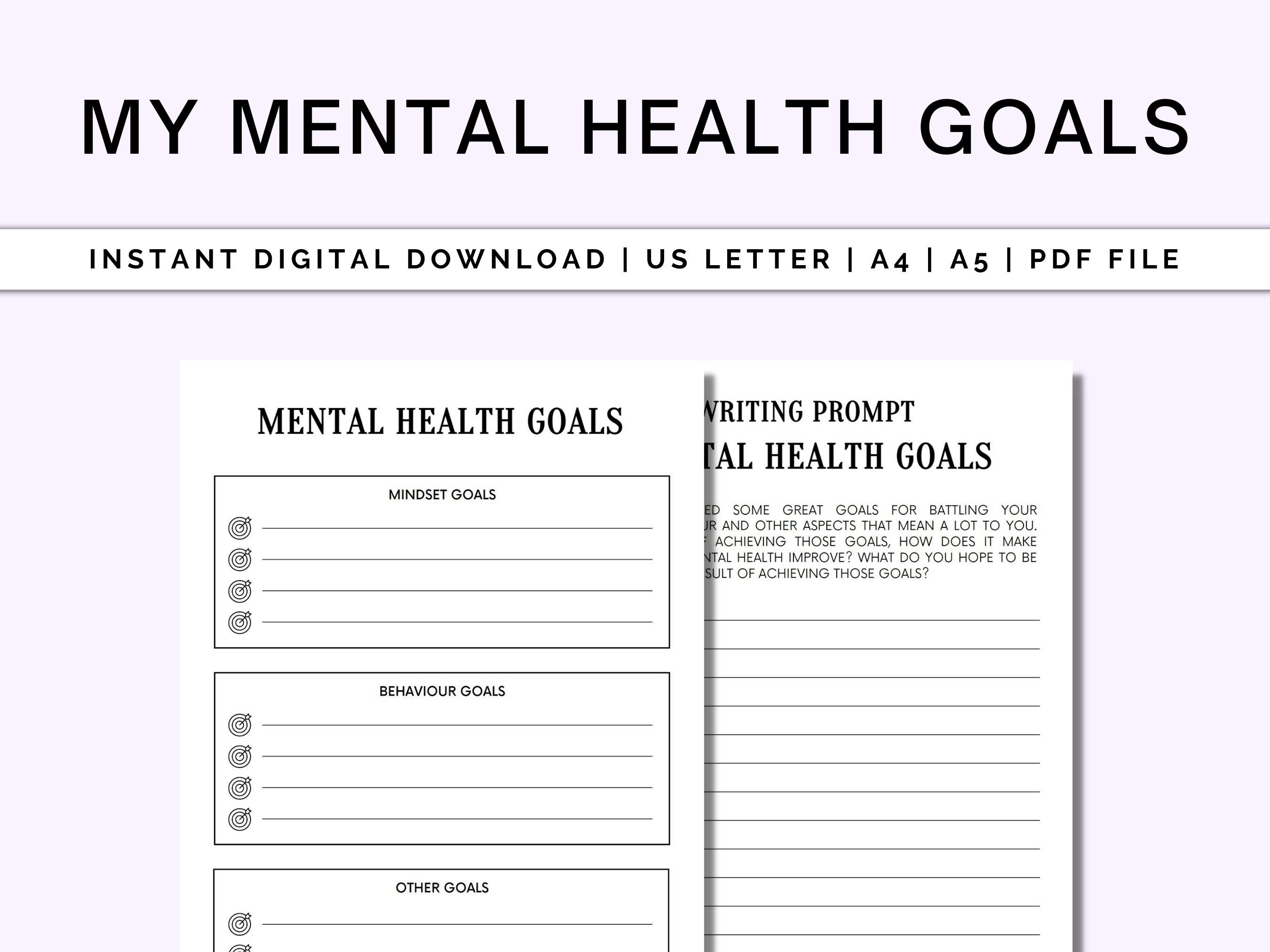 Mental Health Goal Setting, Goal Setting Worksheet, Goal Planner, Goal ... Mental Health Goal Setting, Goal Setting Worksheet, Goal Planner, Goal ...