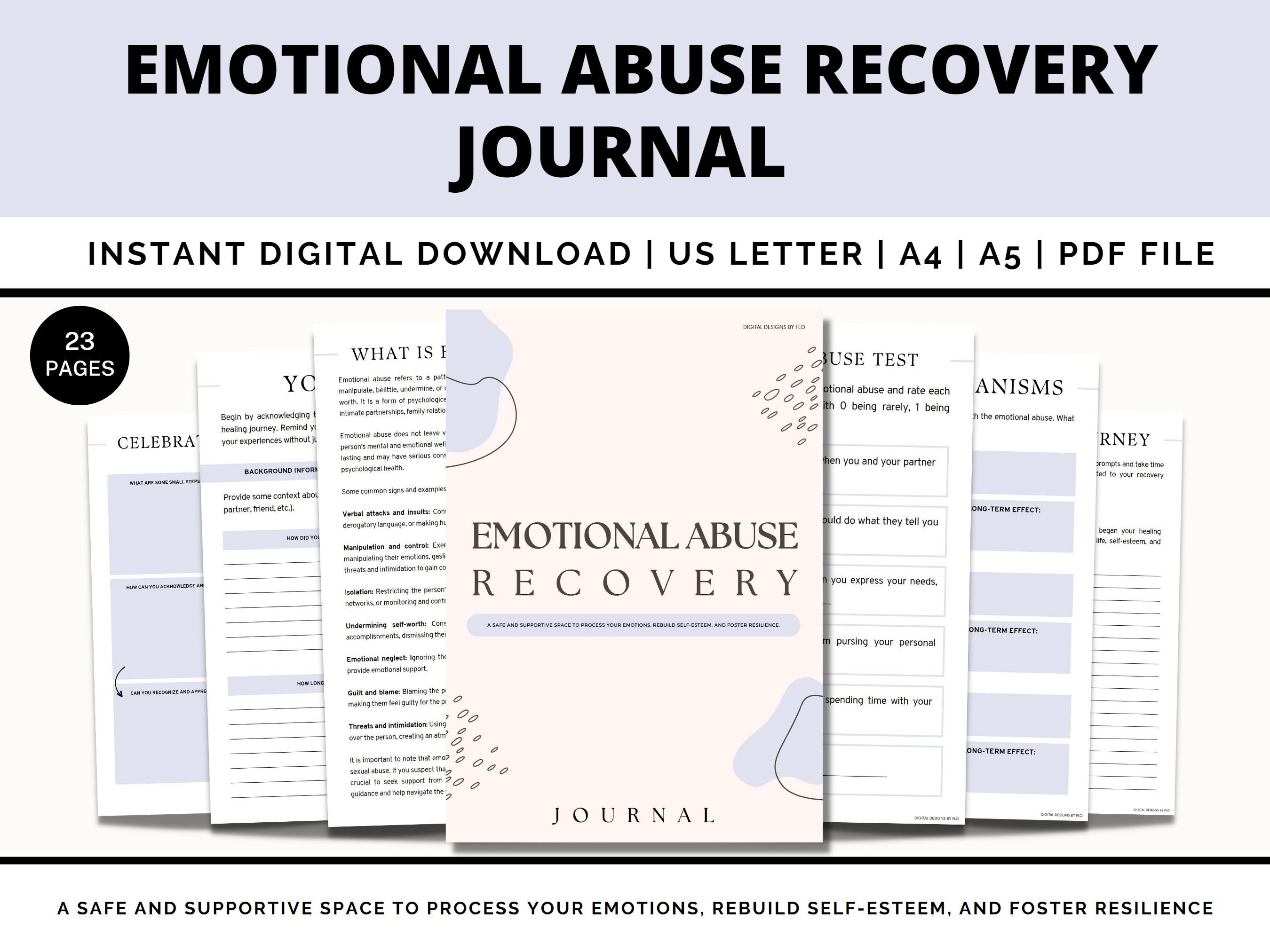 Emotional Abuse Recovery Journal, Narcissistic Abuse, Self Care Journal, Breakdown Worksheets ...