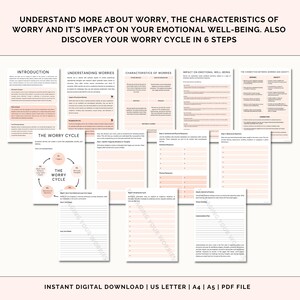 Managing Your Worries Worksheets, Anxiety Therapy Workbook, CBT ...
