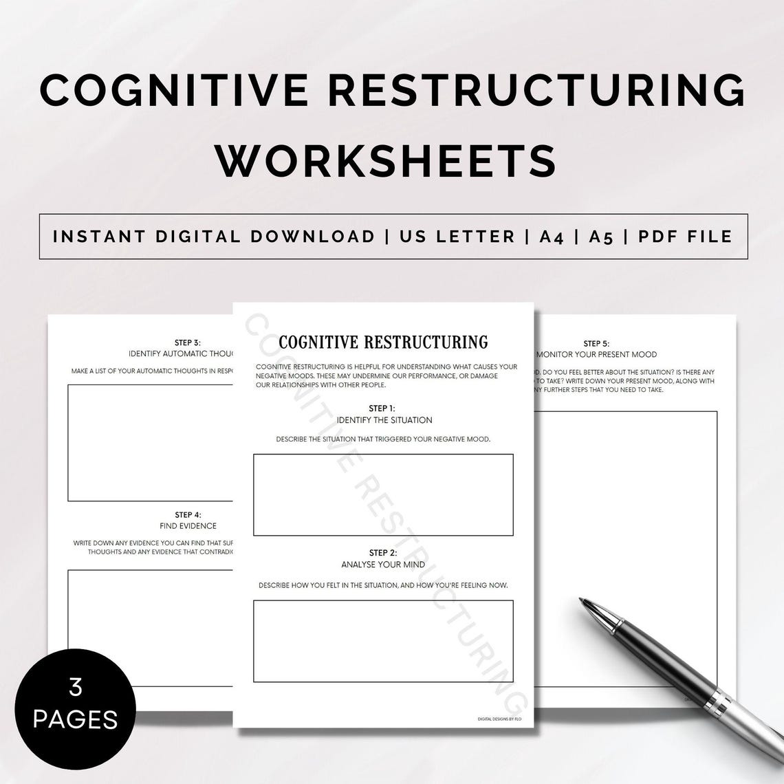Cognitive Restructuring Worksheets, CBT Worksheets, Cognitive ...
