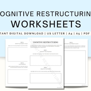 Cognitive Restructuring Worksheets, CBT Worksheets, Cognitive ...