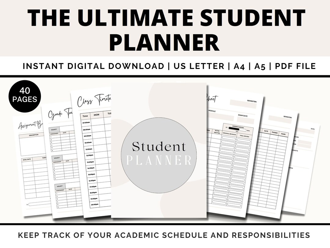 The Ultimate Student Planner Printable, Study Planner, Academic Planner ...