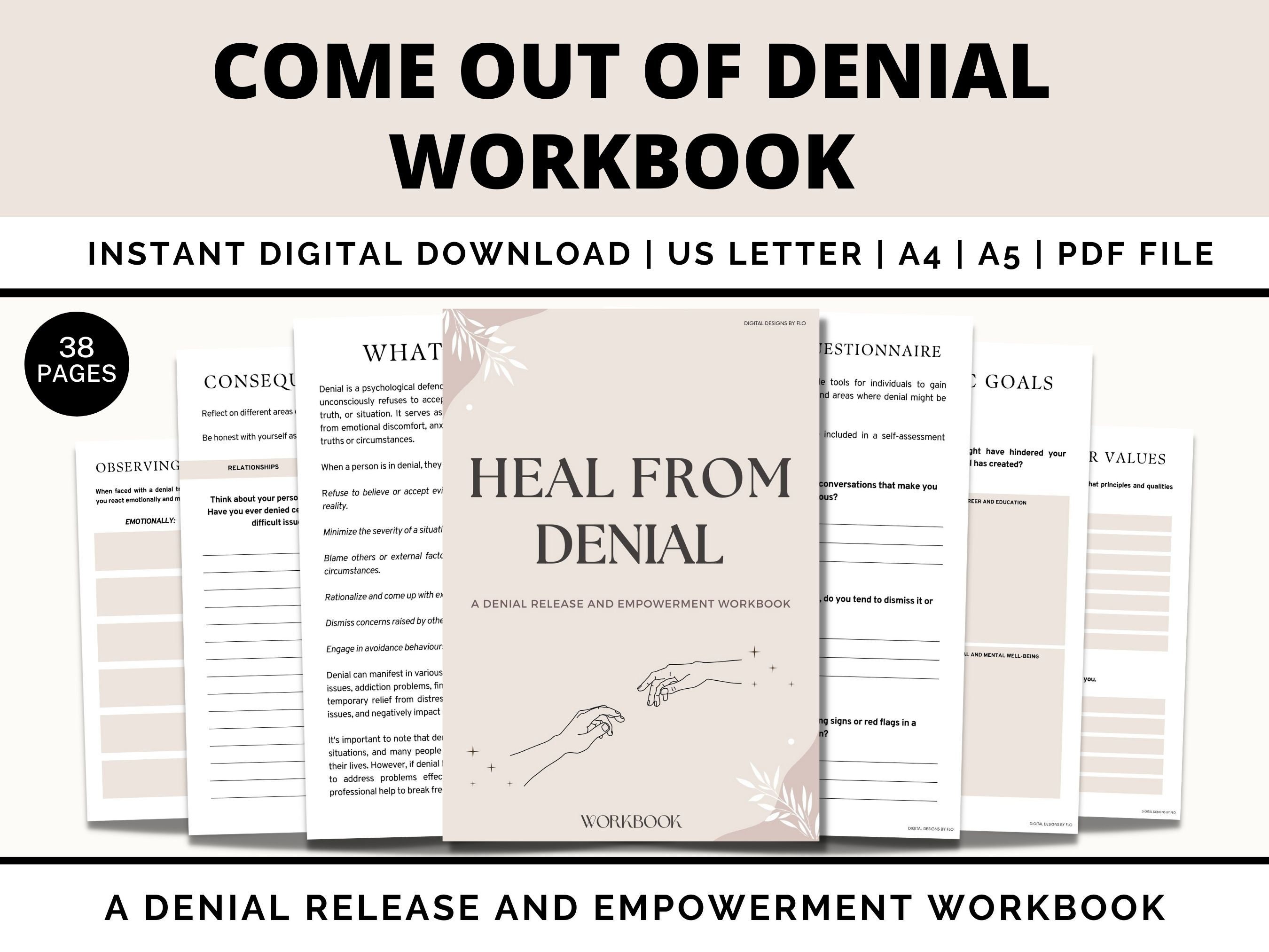 Managing Denial Workbook, Boundaries Workbook, Self Help, CBT Coping ...