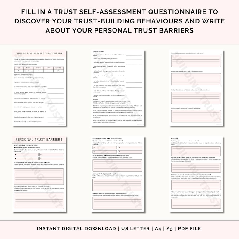 Building Trust Workbook, Relationship & Personal Growth Journal, Self ...