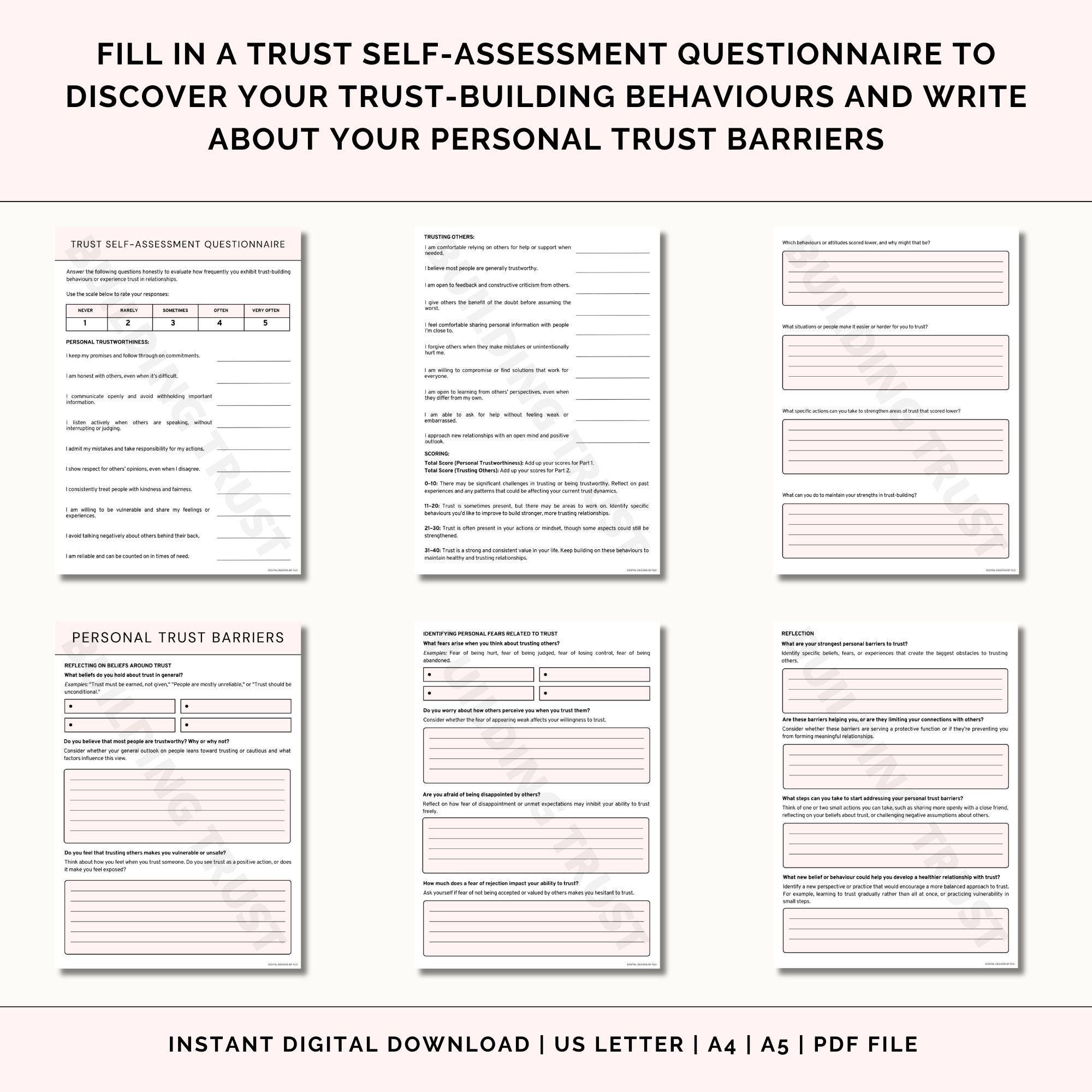 Building Trust Workbook, Relationship & Personal Growth Journal, Self ...