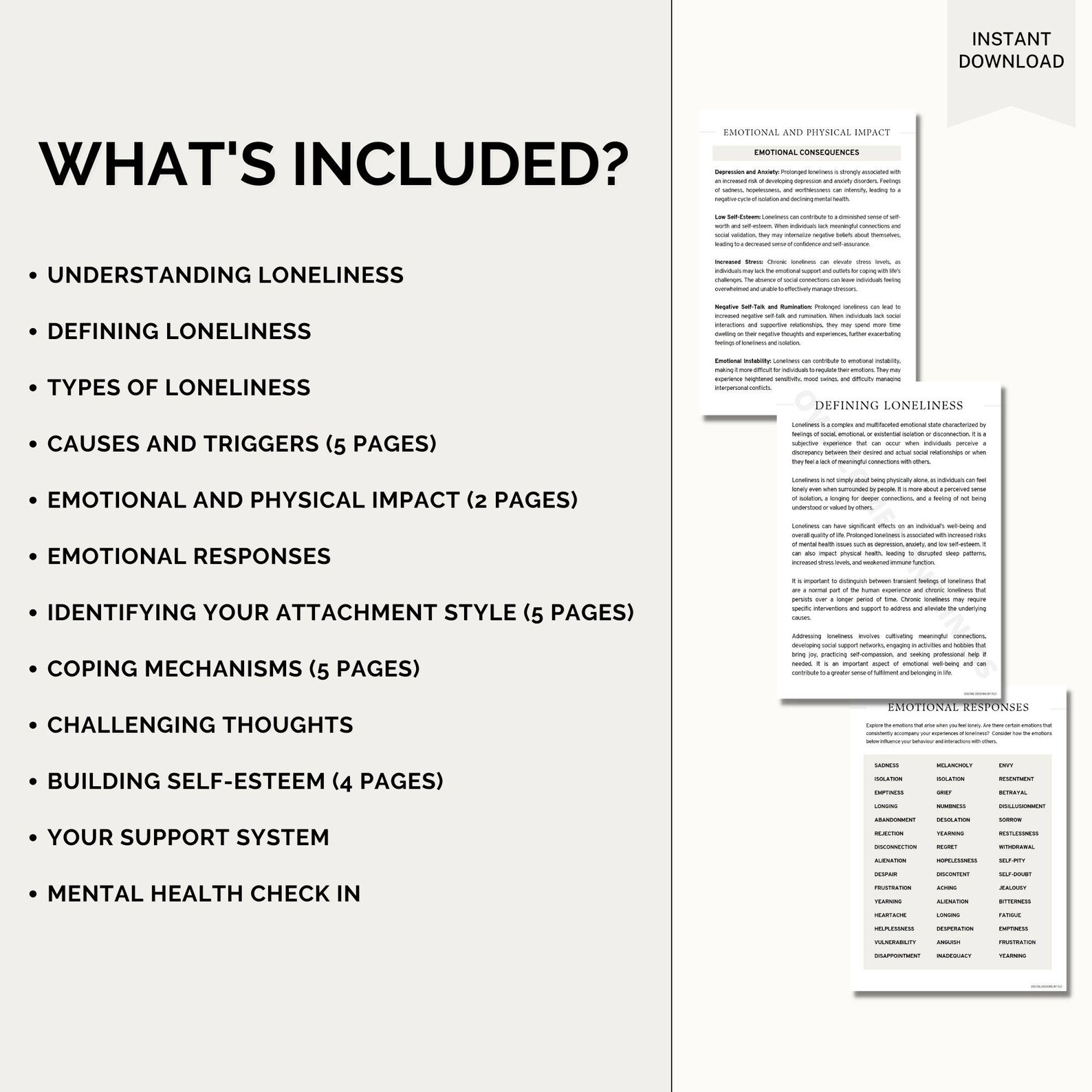 Overcome Loneliness Workbook Printable, Dealing With Loneliness, People ...