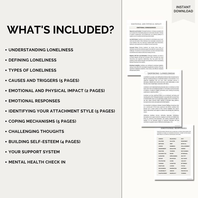 Overcome Loneliness Workbook Printable, Dealing With Loneliness, People ... Overcome Loneliness Workbook Printable, Dealing With Loneliness, People ...