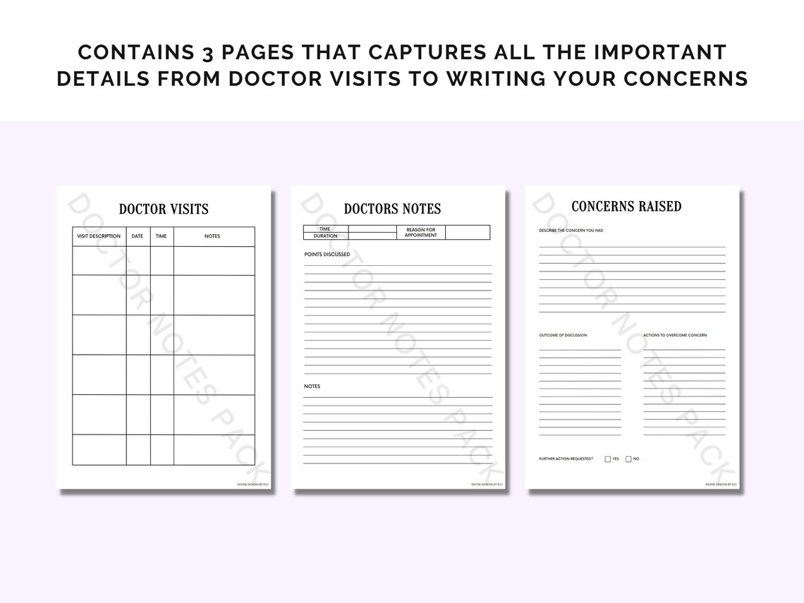 Printable Doctor Visit Note Sheets, Medical Notes, Doctor Appointments ...