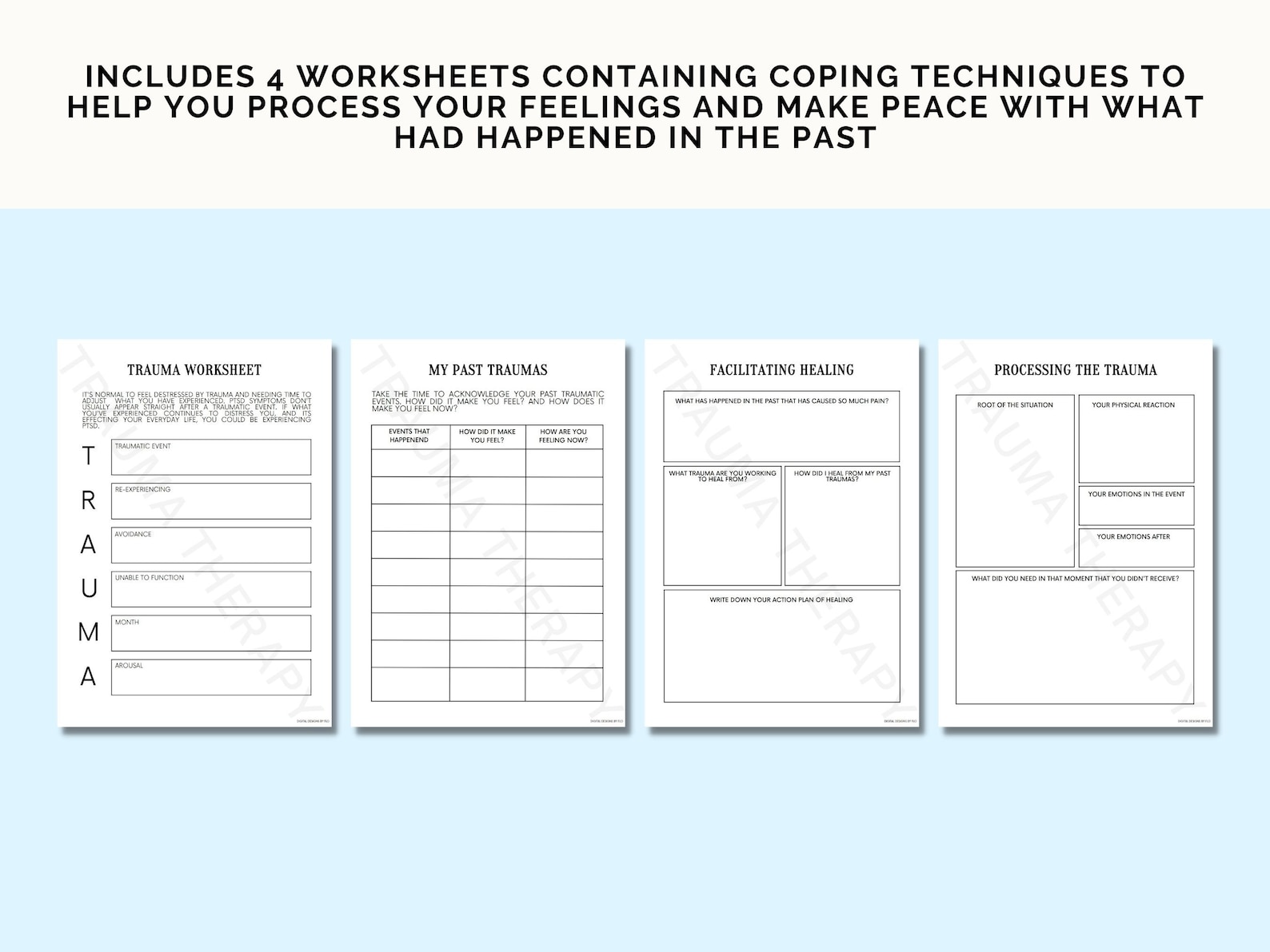 Trauma Therapy Worksheets, Trauma Workbook, Trauma Therapy, Trauma ...