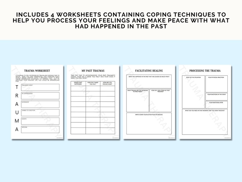 Trauma Therapy Worksheets, Trauma Workbook, Trauma Therapy, Trauma ...
