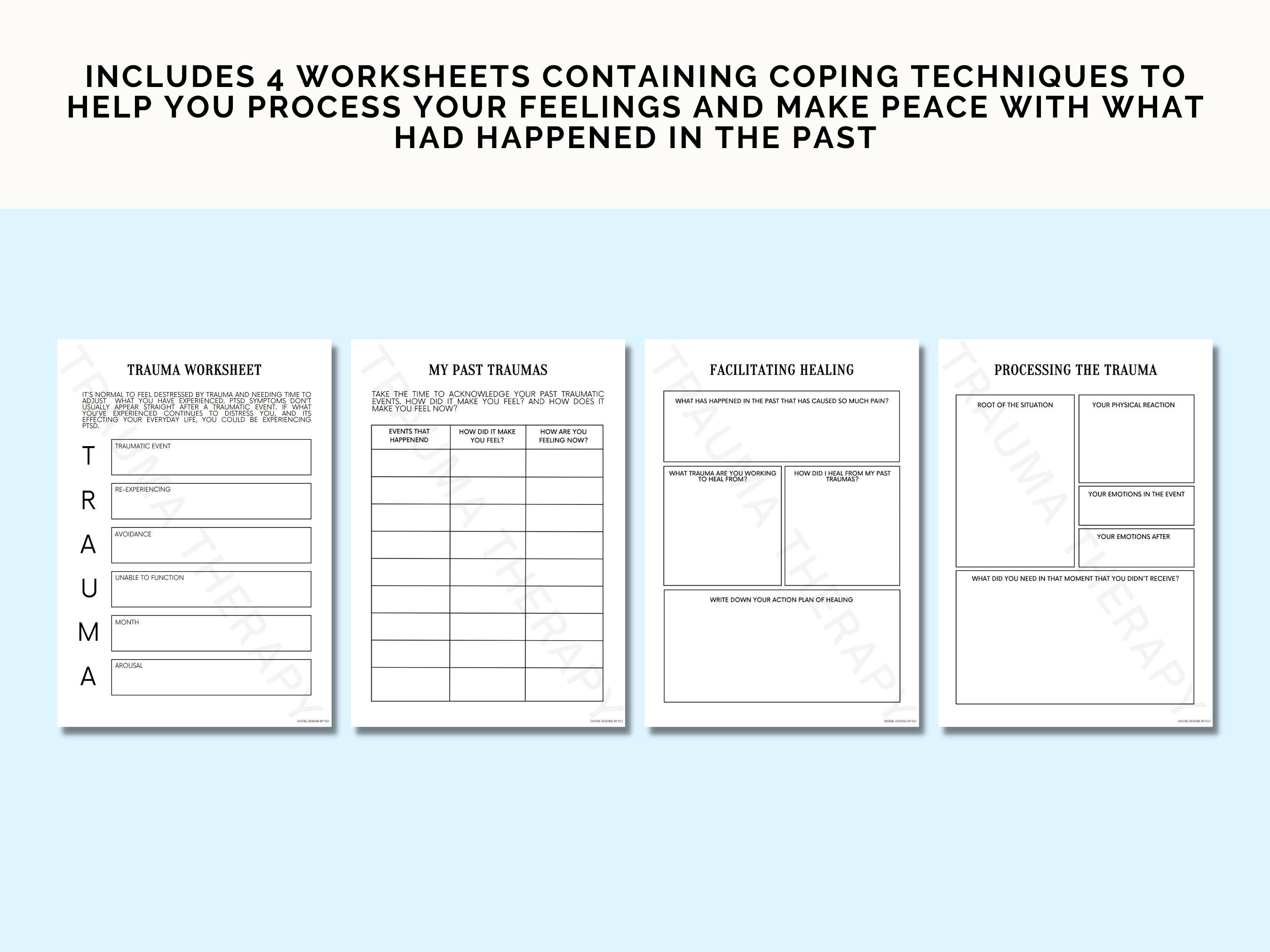 Trauma Therapy Worksheets, Trauma Workbook, Trauma Therapy, Trauma ...