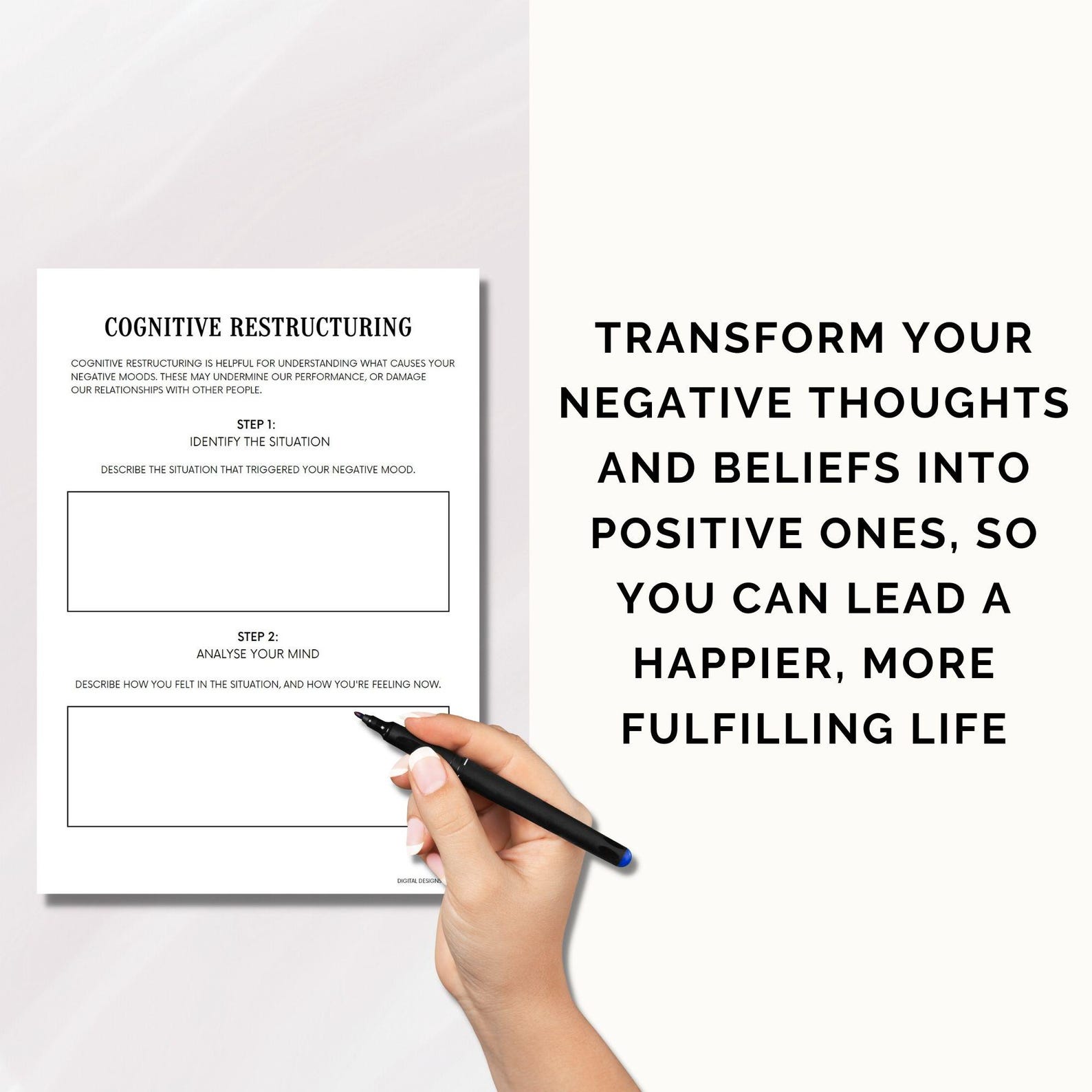 Cognitive Restructuring Worksheets, CBT Worksheets, Cognitive ...