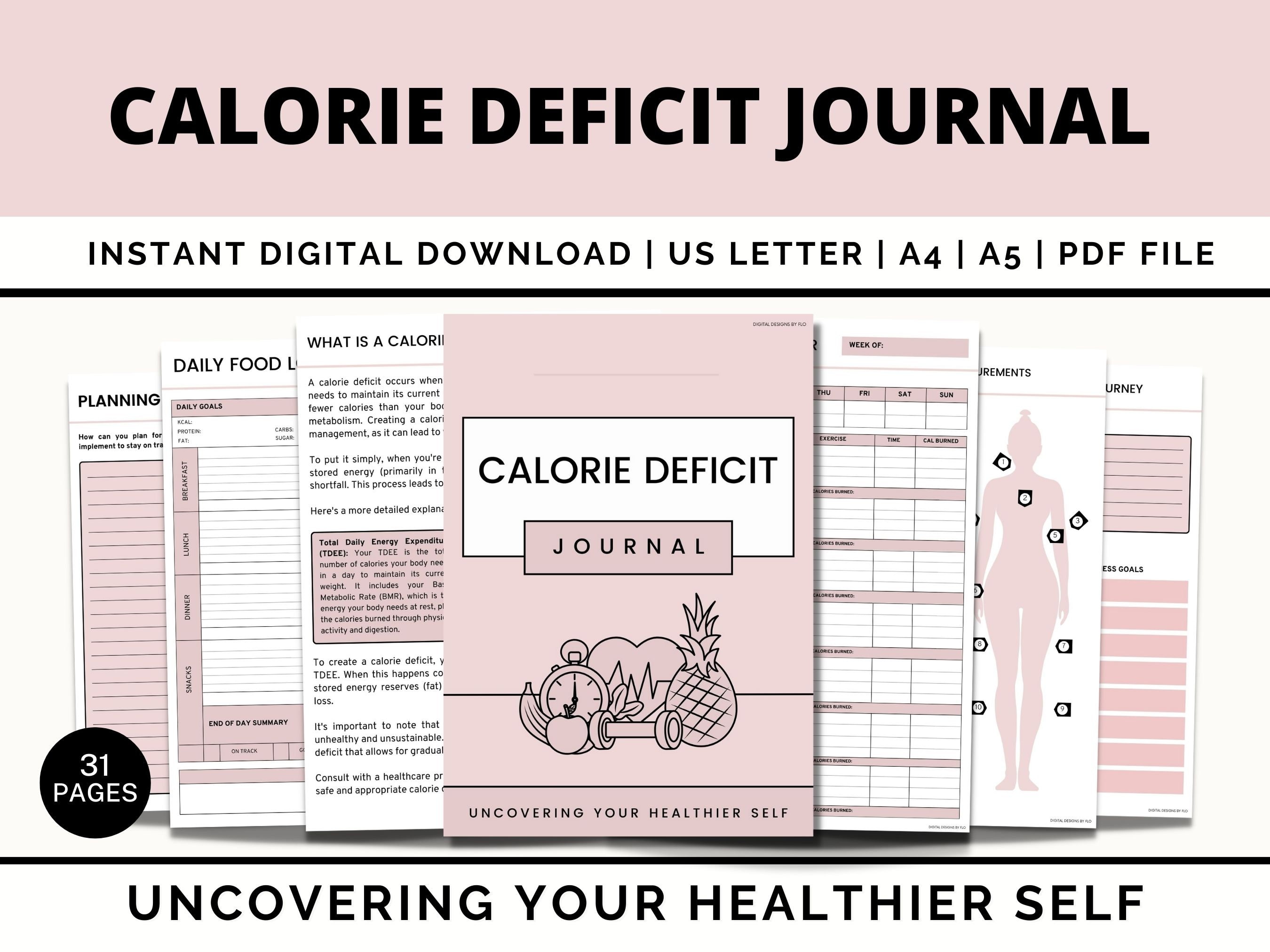 Calorie Deficit Journal Printable, Fitness Planner, Workout Planner ...