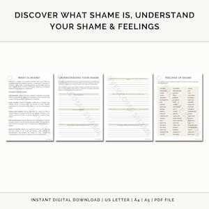 Overcome Shame Workbook Printable, Shame, Guilt, Embarrassment Distinct ...