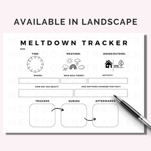Meltdown Tracker, Sensory Processing, Autism Spectrum, ADHD, Learning ...