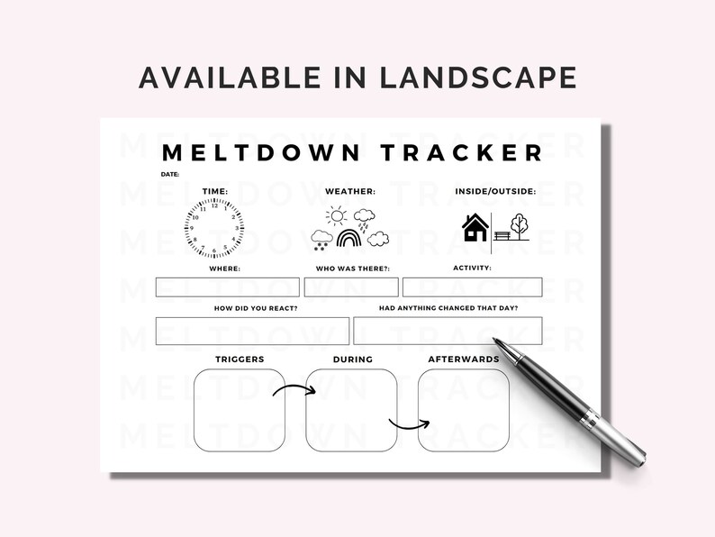 Meltdown Tracker Sensory Processing Autism Spectrum ADHD - Etsy