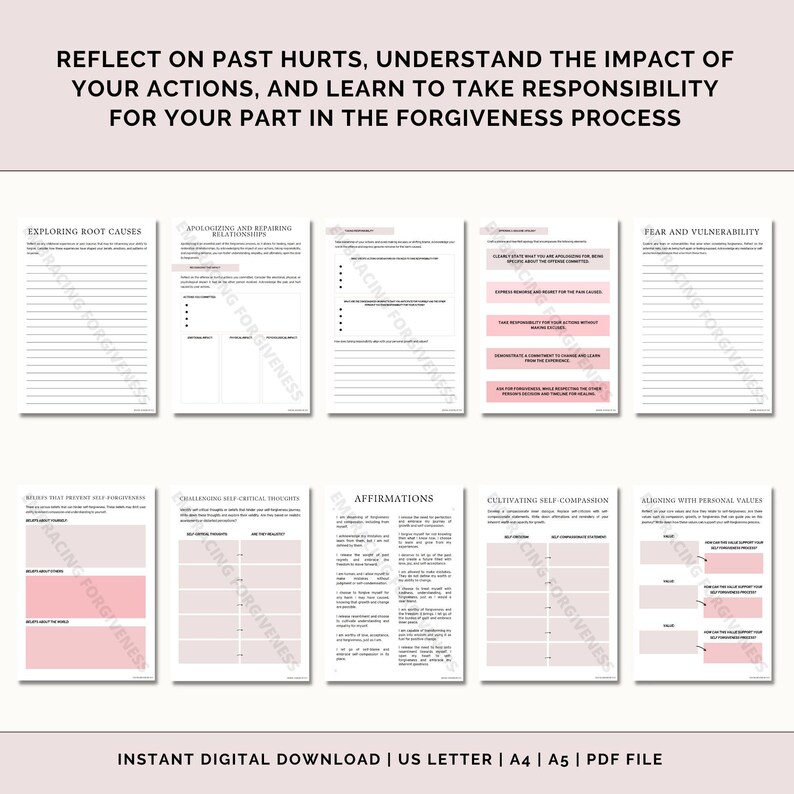 Forgiveness Workbook Printable, Forgiveness Worksheet, Forgiveness ...